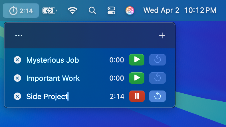 ShinyTimer - the tiny macOS menu bar time tracker